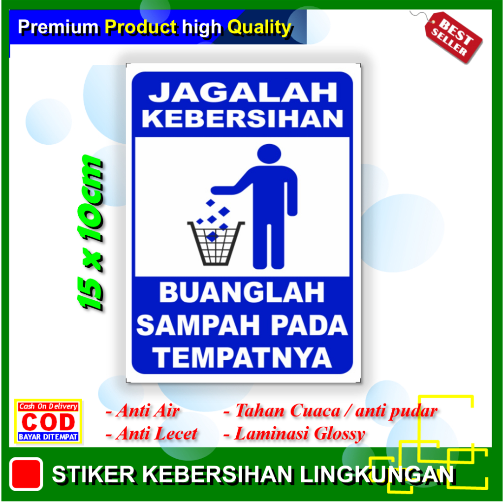 Jual stiker jagalah kebersihan kotak sticker anti sampah lingkungan ...