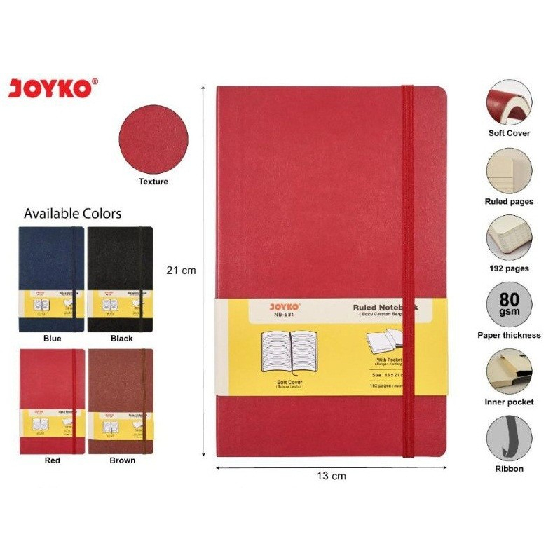 Jual Ruled Notebook Diary Agenda Soft Cover A5 JOYKO NB-681 | Shopee ...