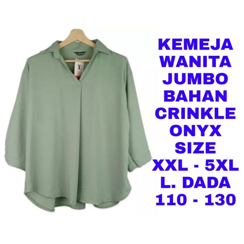 Jual WK KEMEJA WANITA JUMBO LD. 110 LD 120 LD. 130 BAJU ATASAN LENGAN PANJANG | Shopee Indonesia
