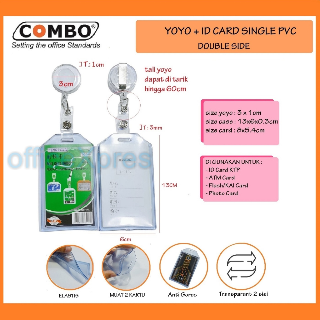 Jual ID Card Yoyo Transparan / Id Card Set / Name Tag / ID Card Plate Single / Gantungan Id Card ...