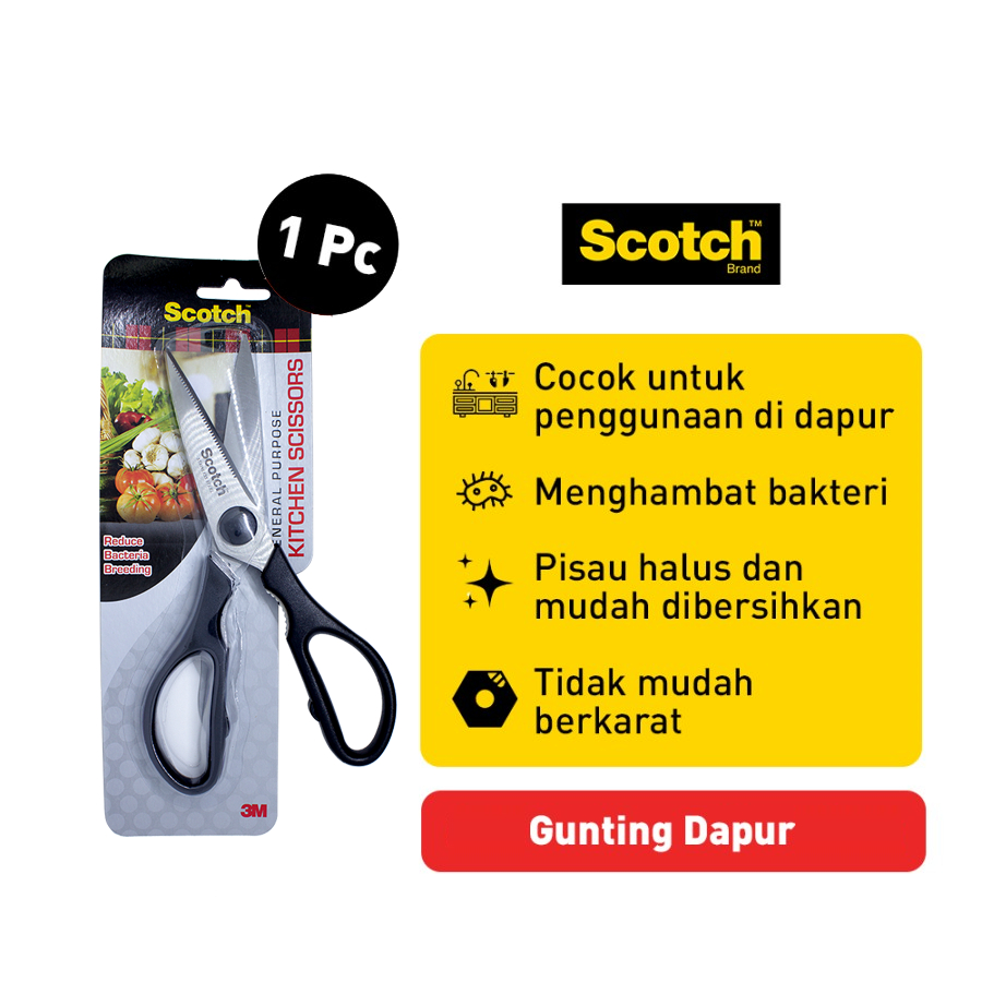 Jual TcHome Scotch 3M Gunting Dapur General Purpose Tahan Karat Kitchen ...