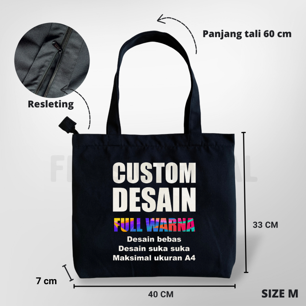 Jual Tote bag Kanvas Twill Hitam Custom Totebag Custom Warna Hitam Tebal | Shopee Indonesia