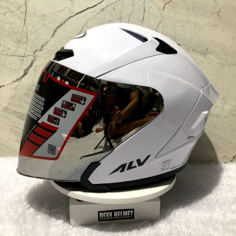Jual Helm ALV Ultron Solid White Original Half Face | Shopee Indonesia