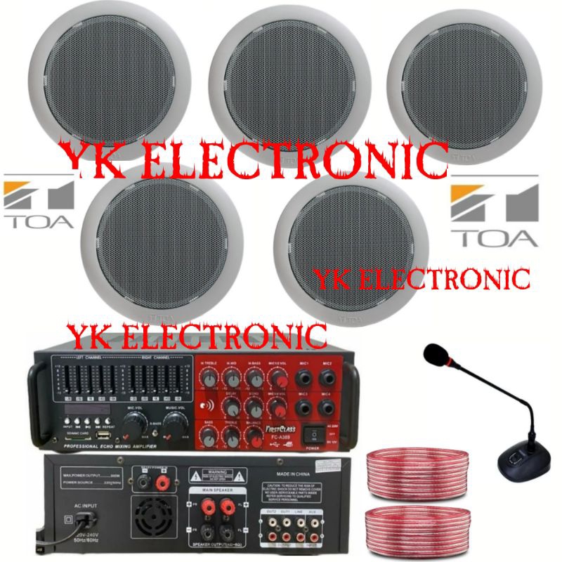 Jual paket speaker ceiling toa 5 unit speaker ceiling ampli bluetooth ...