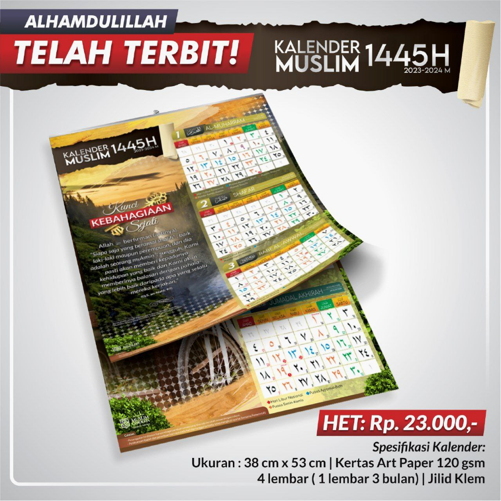 Jual Kalender Hijriah Muslim 1445 H Hijriyah 2023 2024 | Shopee Indonesia