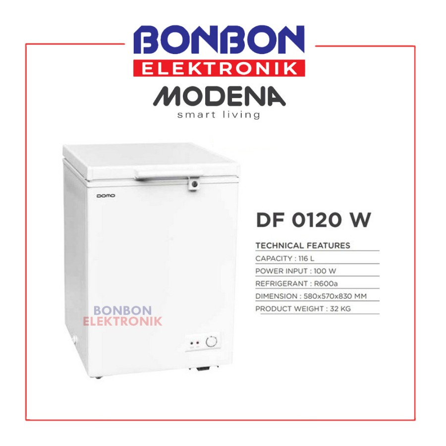 Jual Modena DOMO Chest Freezer 116 L DF-0120 / DF 0120 Freezer Box | Shopee Indonesia