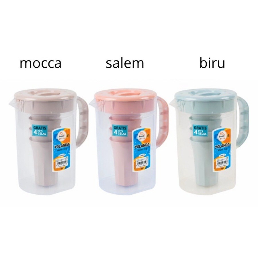 Jual Eskan Air Teko Air Minum Plus 4 Buah Gelas Plastik BPA FREE Hommy ...