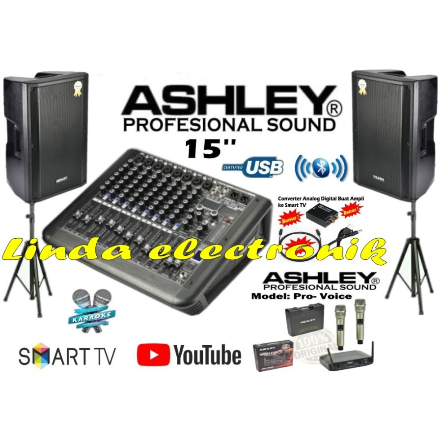 Jual paket sound system ashley ym400p ashley lm800p 15 inch garansi ...