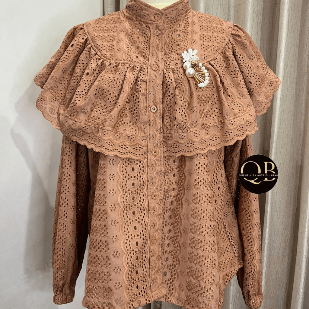 Jual QB Naura Blouse/Kemeja Wanita Brokat Renda Bahan Katun Bordir Bisa ...