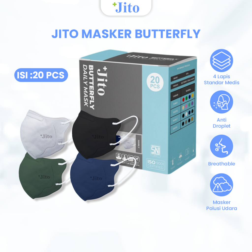 Jual JITO Masker Duckbill Butterfly Menly 4 Ply Disposale Face Mask 1 ...