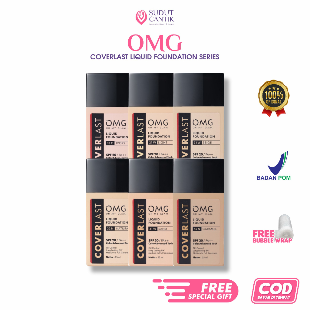 Jual Sudut Cantik - OMG Coverlast Liquid Foundation High Coverage SPF20 PA+++ | Shopee Indonesia