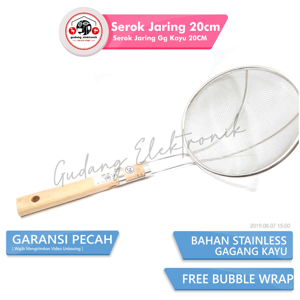 Jual Serok Masak Jaring Gagang Kayu Serok Jaring Minimalis Gg Kayu 20CM ...