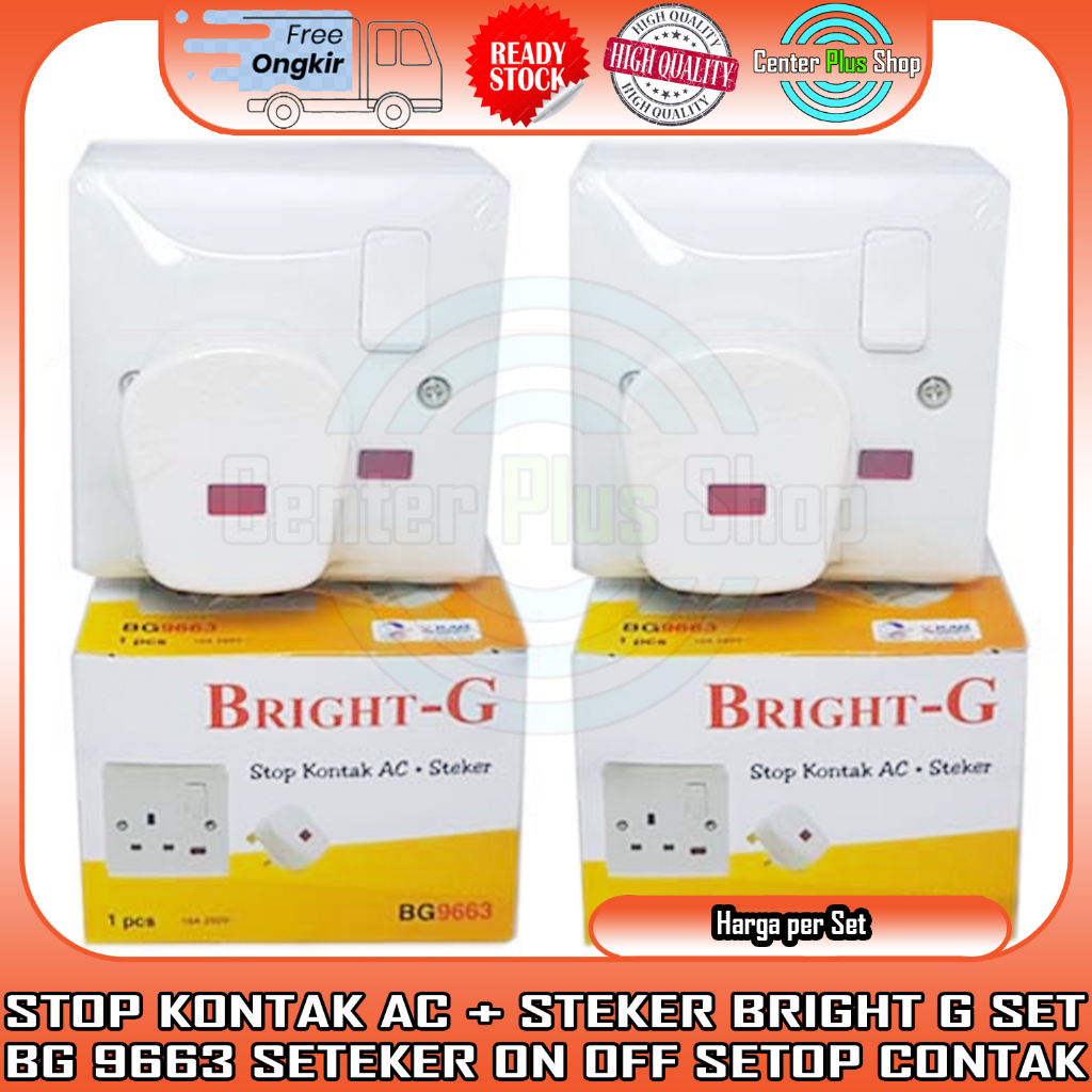 Jual STOP KONTAK AC + STEKER BRIGHT G SET BG 9663 SETEKER ON OFF SETOP ...