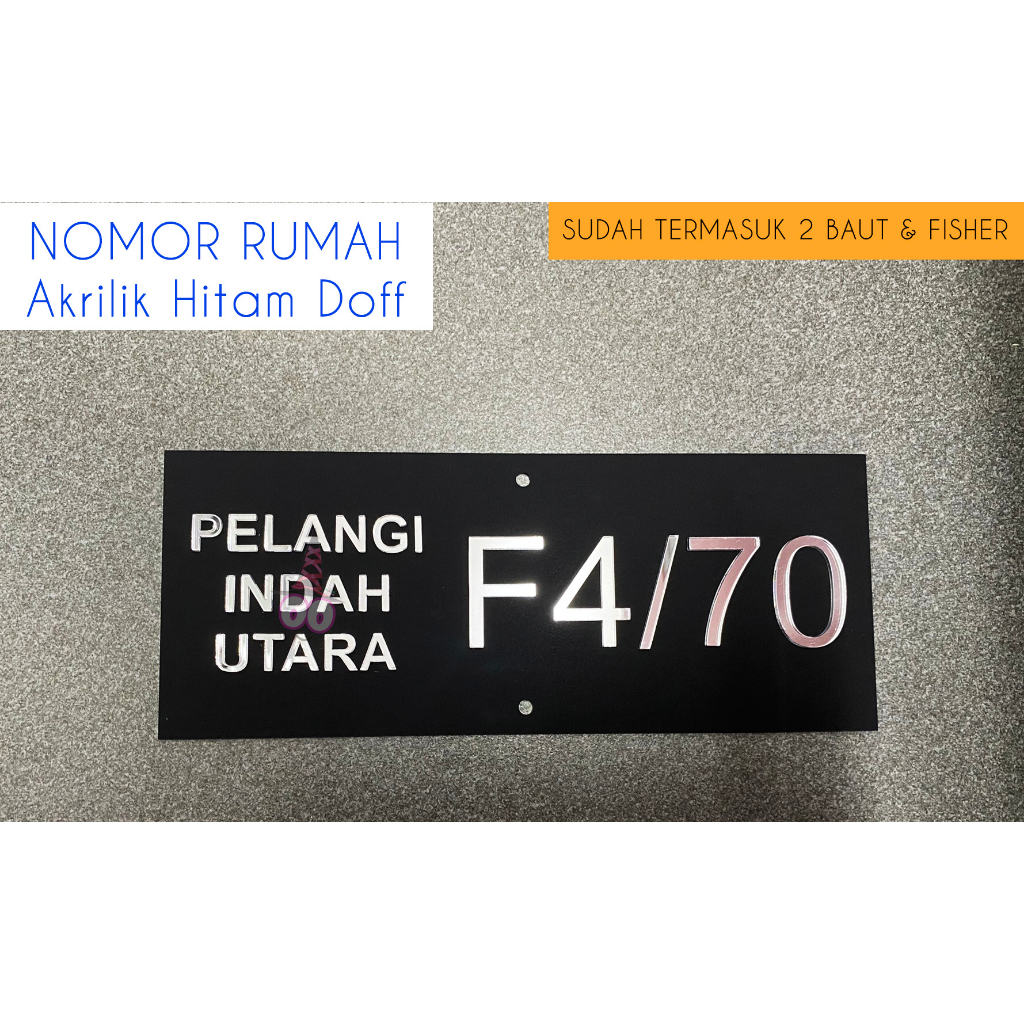 Jual Papan Nomor Rumah Akrilik Minimalis Premium Modern Doff Hitam ...