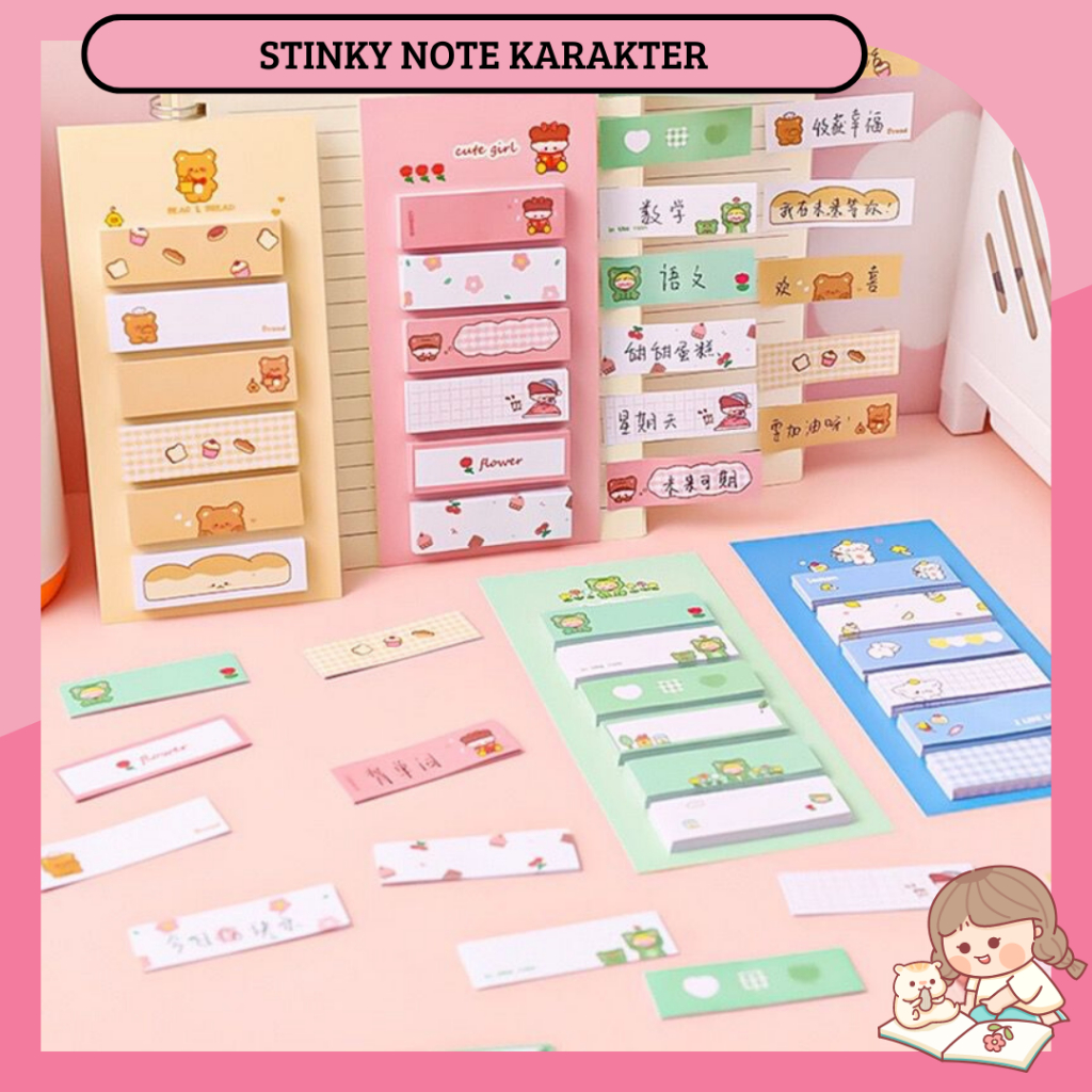 Jual STICKY NOTE LUCU SIMPLE NOTE MEMO STICKER SET PEMBATAS BUKU ...