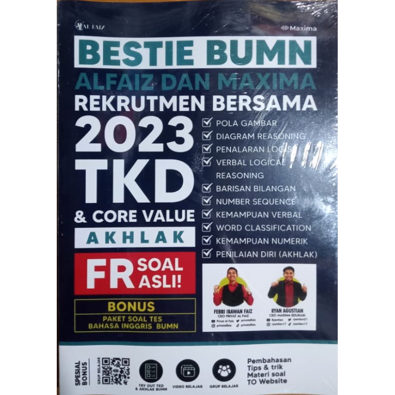 Jual BUKU BESTIE BUMN ALFAIZ DAN MAXIMA rekrutmen bersama 2023 TKD dan core value akhlak FR dan ...