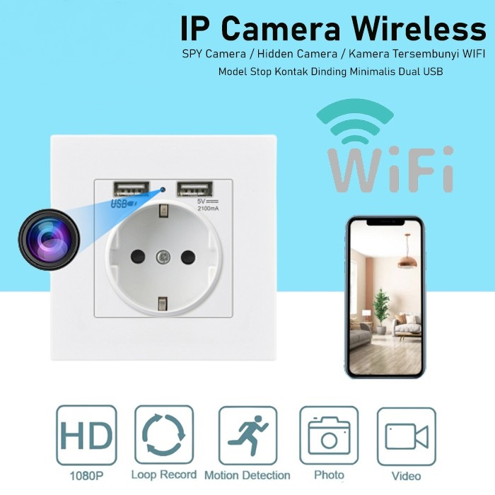 Jual Ip Camera - Spy Kamera Wifi Wall Socket FHD 1080P - Hidden Camera ...