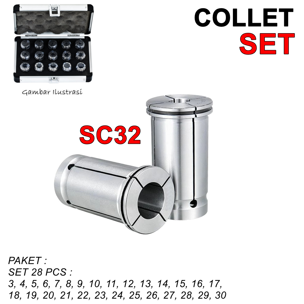 Jual Paket Collet SC 32 Set Arbor Chuck SC32 Milling Adapter Penjept Endmill CNC | Shopee Indonesia
