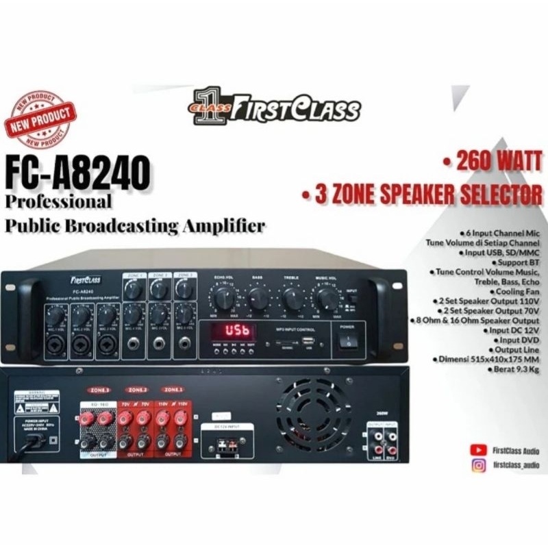 Jual AMPLIFIER FIRSTCLASS FC A8240 / FIRST CLASS FCA 8240 AMPLI TOA ...