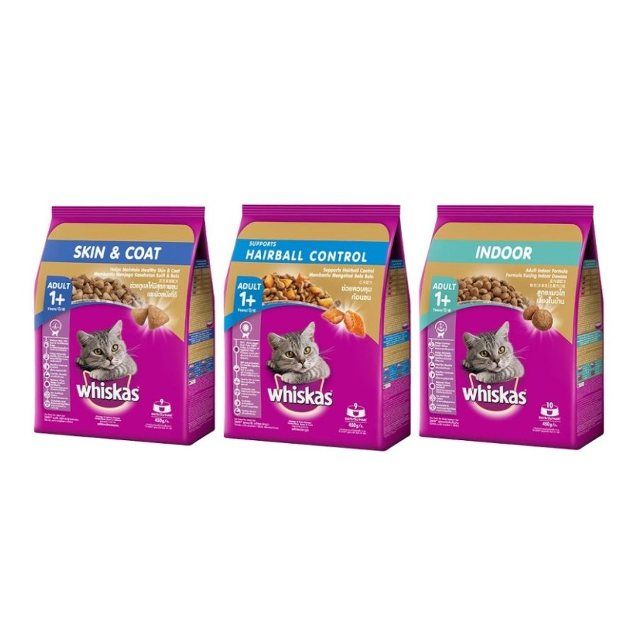 Jual Makanan Kucing - Whiskas Dry Food Indoor & Skin Coat 1,1Kg ...