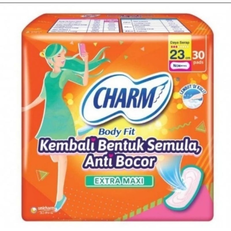 Jual Charm body fit 23cm extra Maxi non wing 30 pads | Shopee Indonesia
