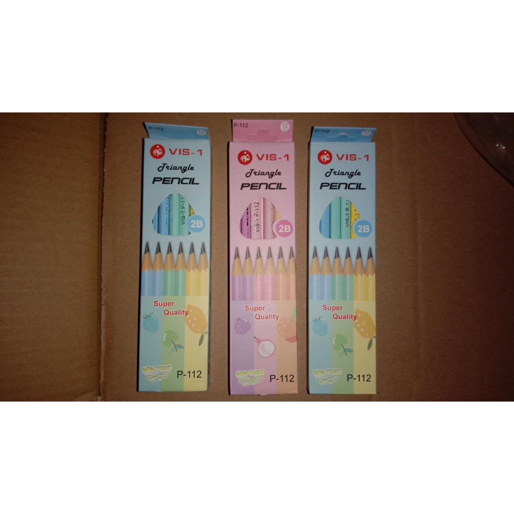 Jual Pensil 2B Vis-1 P-112 Triangle warna pastel | Shopee Indonesia