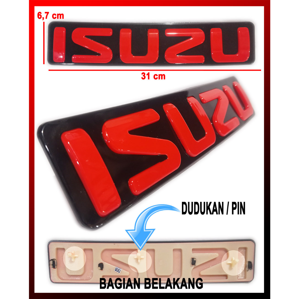 Jual Emblem Logo Mobil Isuzu ELF Truk Ukuran Besar Merah Hitam | Shopee ...