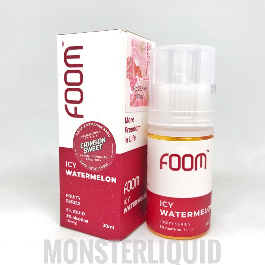 Jual SALT FOOM ICY WATERMELON CRIMSON BY FOOM LAB 30MG 30ML | Shopee ...