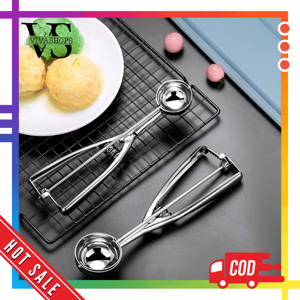 Jual Sendok Scoop Ice Cream Stainless Steel Alat Skop Es Krim Bulat ...