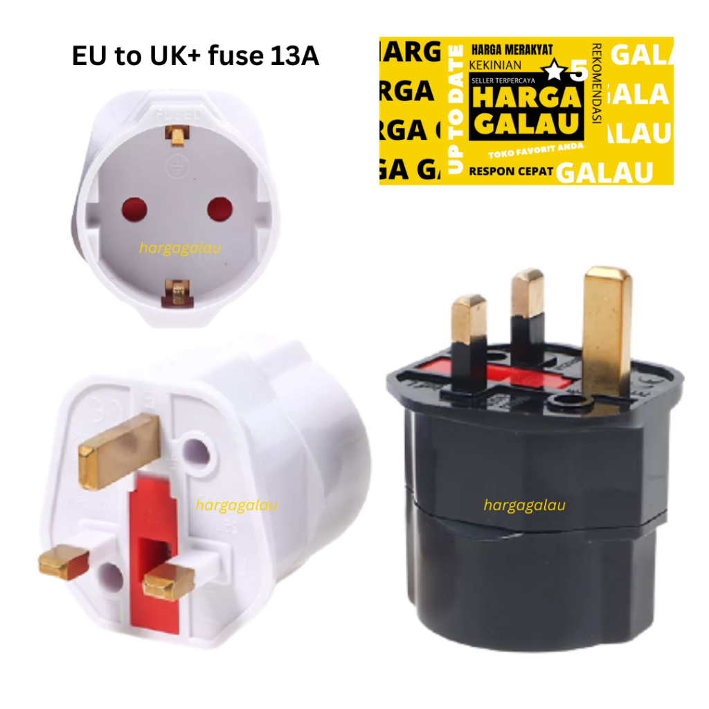 Jual Adaptor Plug AC EU Indonesia to UK + 13A fuse tipe G Malay ...