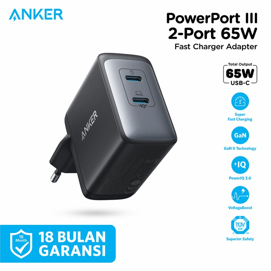 Jual Wall Charger Anker 726 Super Fast Charging Nano II 65W - A2666 ...