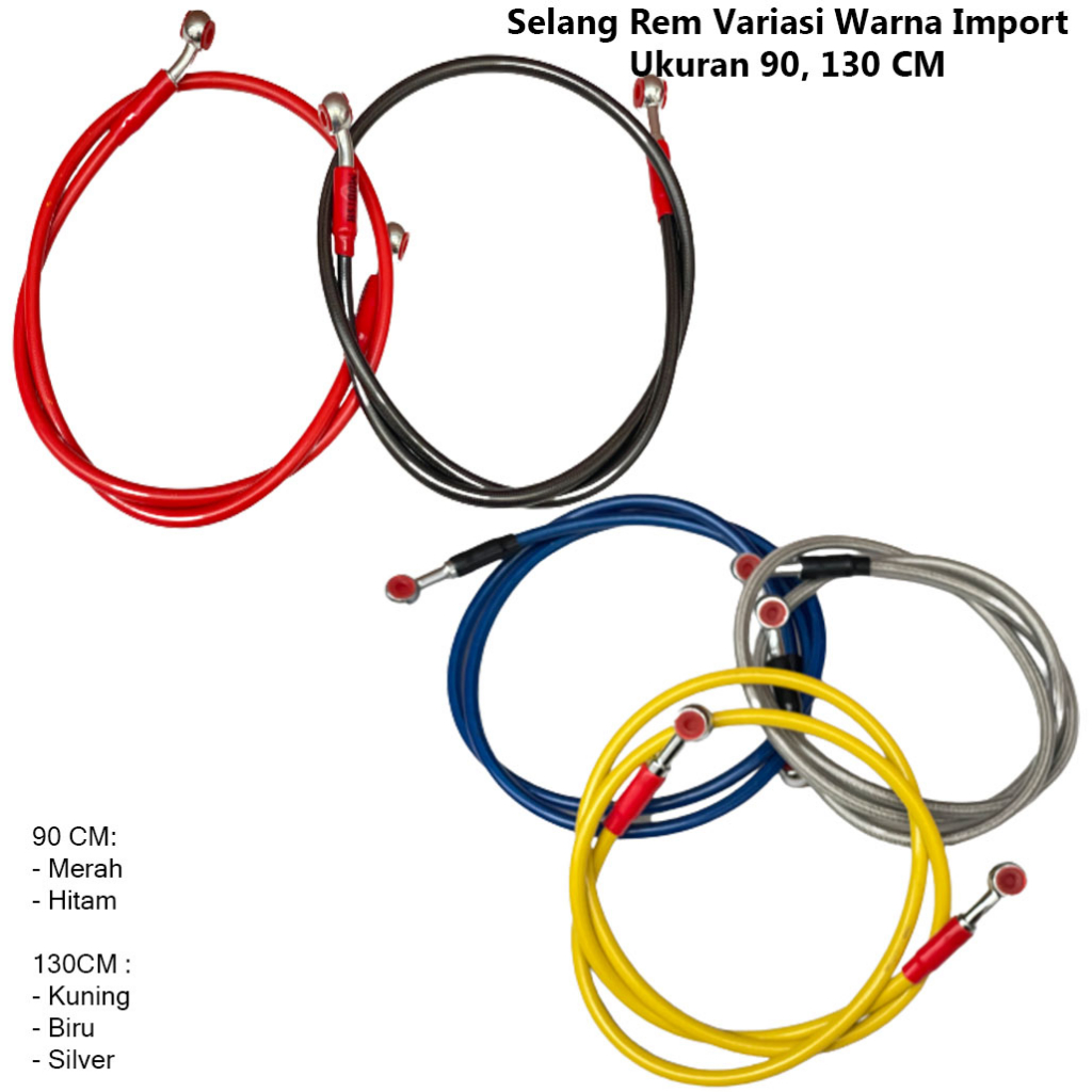 Jual Selang Rem Motor Warna Import Ukuran 60 95 100 130 CM | Shopee ...