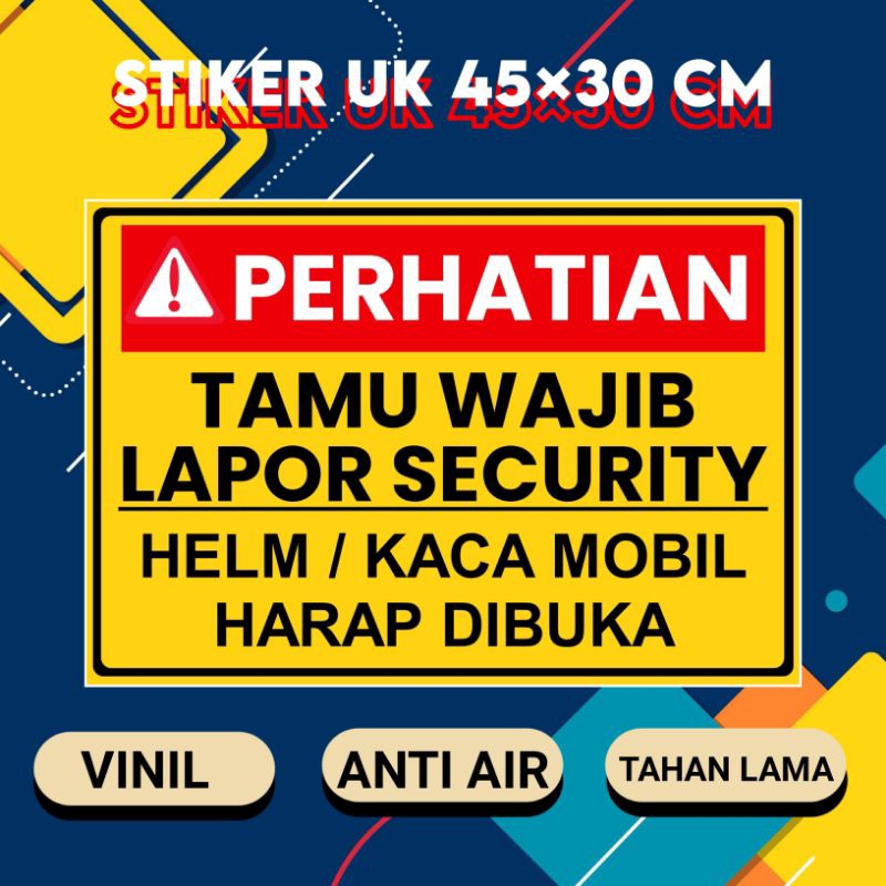 Jual Stiker Perhatian tamu wajib lapor/stiker harap buka kaca/helm motor | Shopee Indonesia