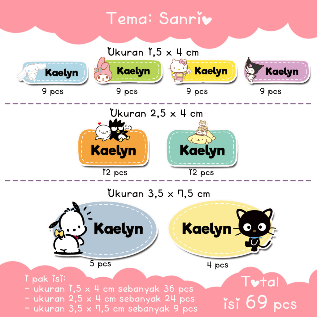 Jual Stiker nama anak / sticker nama / sticker anak / stiker label nama ...