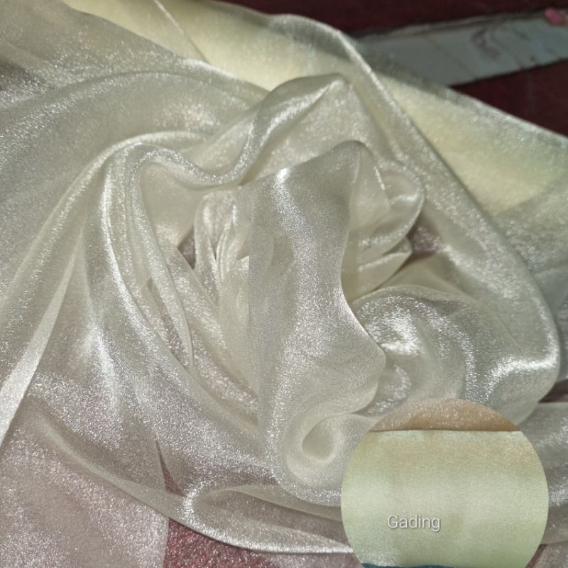 Jual kain organza pasir/crinkle metalik/sparle gliter/organza crystal ...