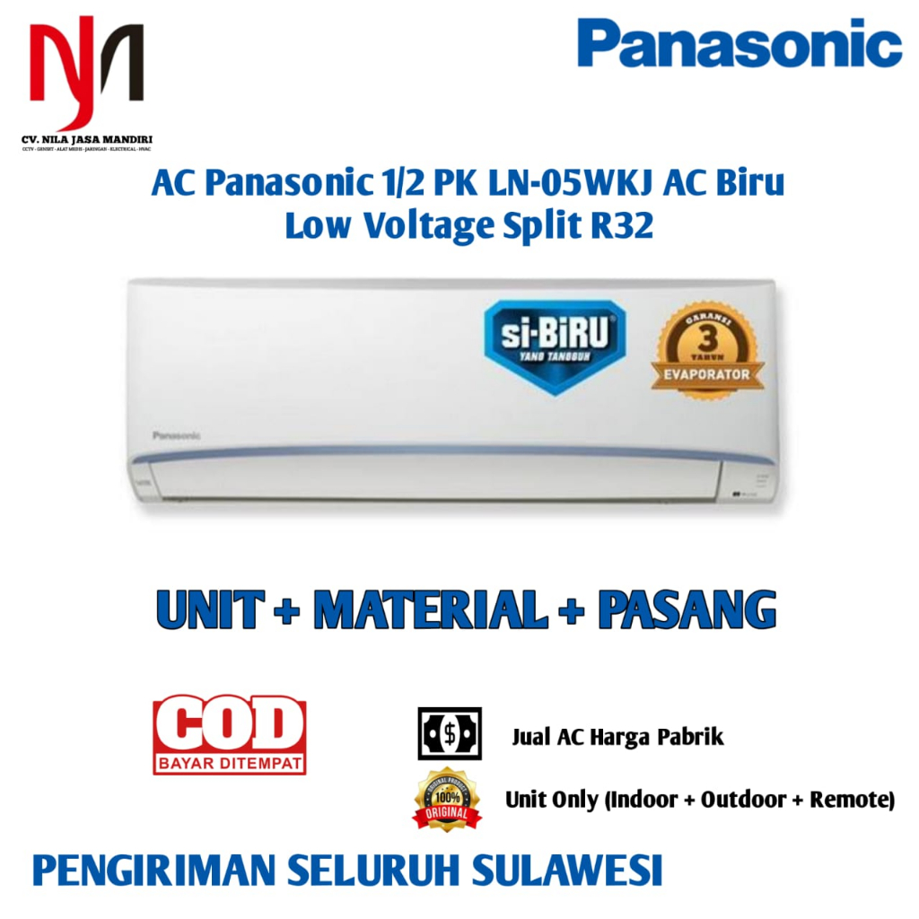 Jual AC Panasonic CS-LN5WKJ AC Split 1/2 PK Standard - Putih + Pasang | Shopee Indonesia