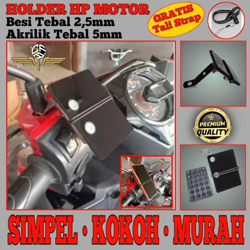 Jual Phone Holder HP Motor Besi Dudukan HP di Motor Spion | Shopee ...
