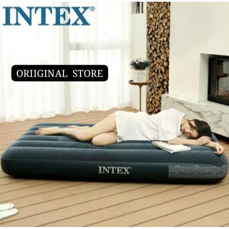 Jual Kasur Angin INTEX Tiup Durabeam 64731 JR Midnight Green 76cm ...