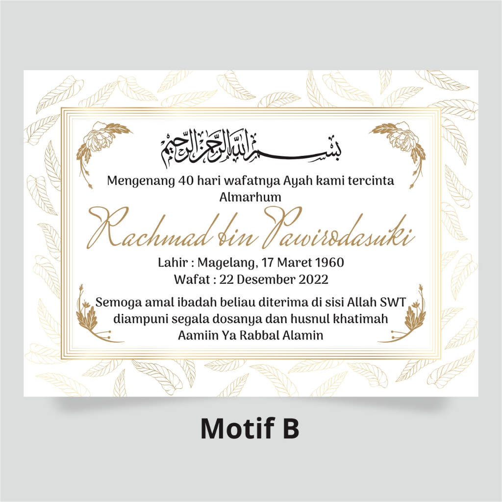 Jual Kartu Tahlil/Selamatan Stiker Mengenang 7/40/100 Hari Haul ...