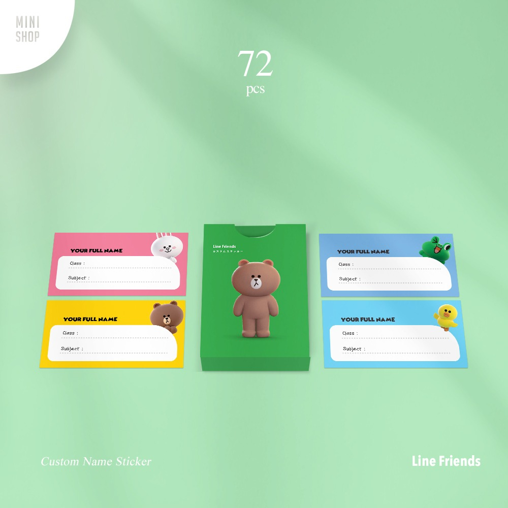 Jual Stiker Nama Custom Waterproof Line Friends ( Brown Cony Sally ...