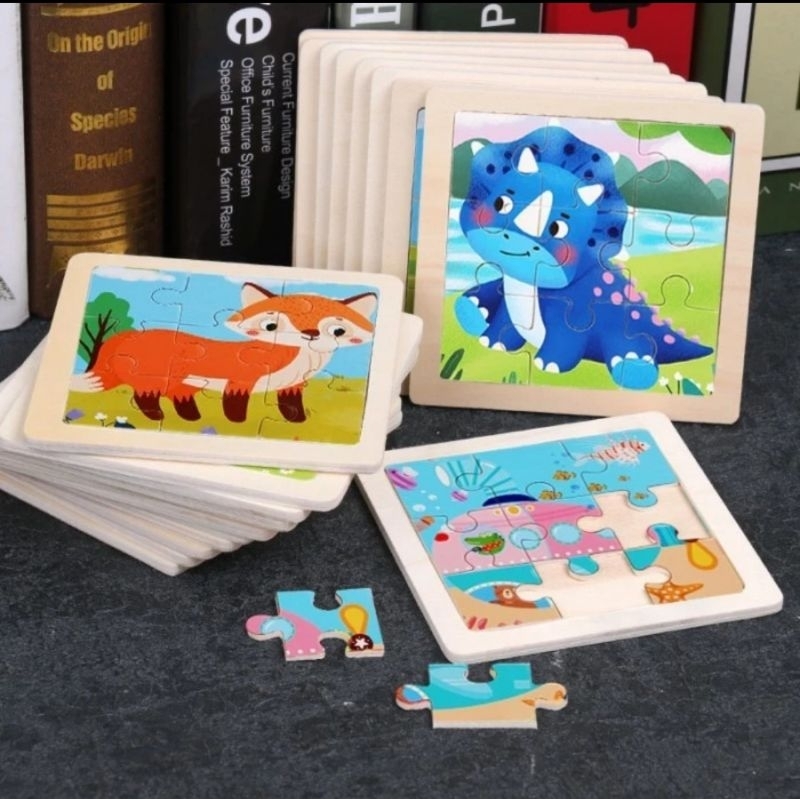 Jual [Colorful Stars] Mainan Edukasi Anak Puzzle Kayu Ukuran 11x11 cm ...