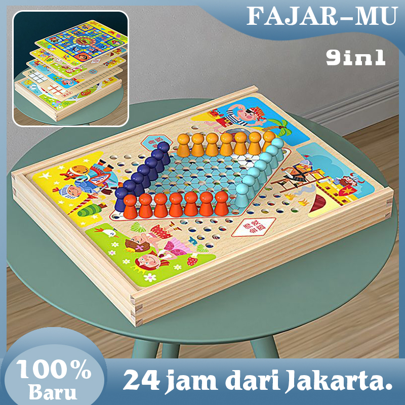 Jual 9in1 Board Game Wooden Chess Game Education Anak Toys Edukasi ...
