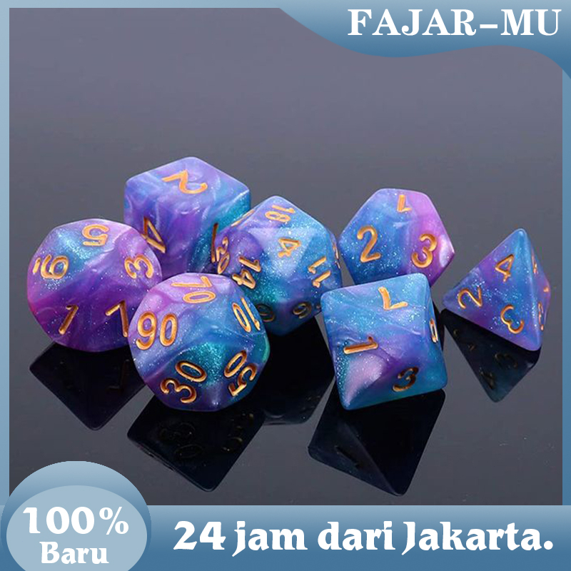 Jual 7pcs/Set Dadu Transparan Multi Sisi Dadu Polyhedral Bentuk D4 D6 ...