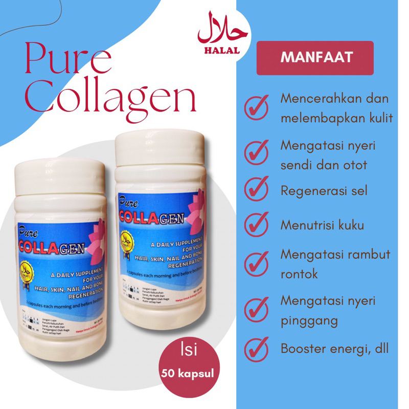 Jual 50 KAPSUL - Pure collagen Halal kolagen murni original 100% tanpa ...