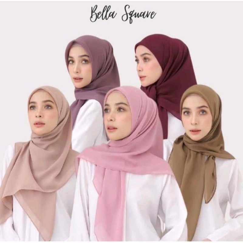 Jual ISI 10 PCS Jilbab Kerudung Segiempat BELLA SQUARE SERI WARNA KEKINIAN Mat Bella Square Stik ...