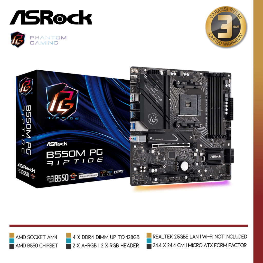 Jual ASROCK B550M PG Riptide | Motherboard AMD B550 Ryzen AM4 | Shopee ...