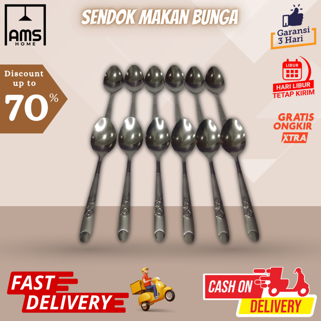 Jual SENDOK MAKAN STENLESS MOTIF BUNGA 1PACK ISI 12PCS | Shopee Indonesia