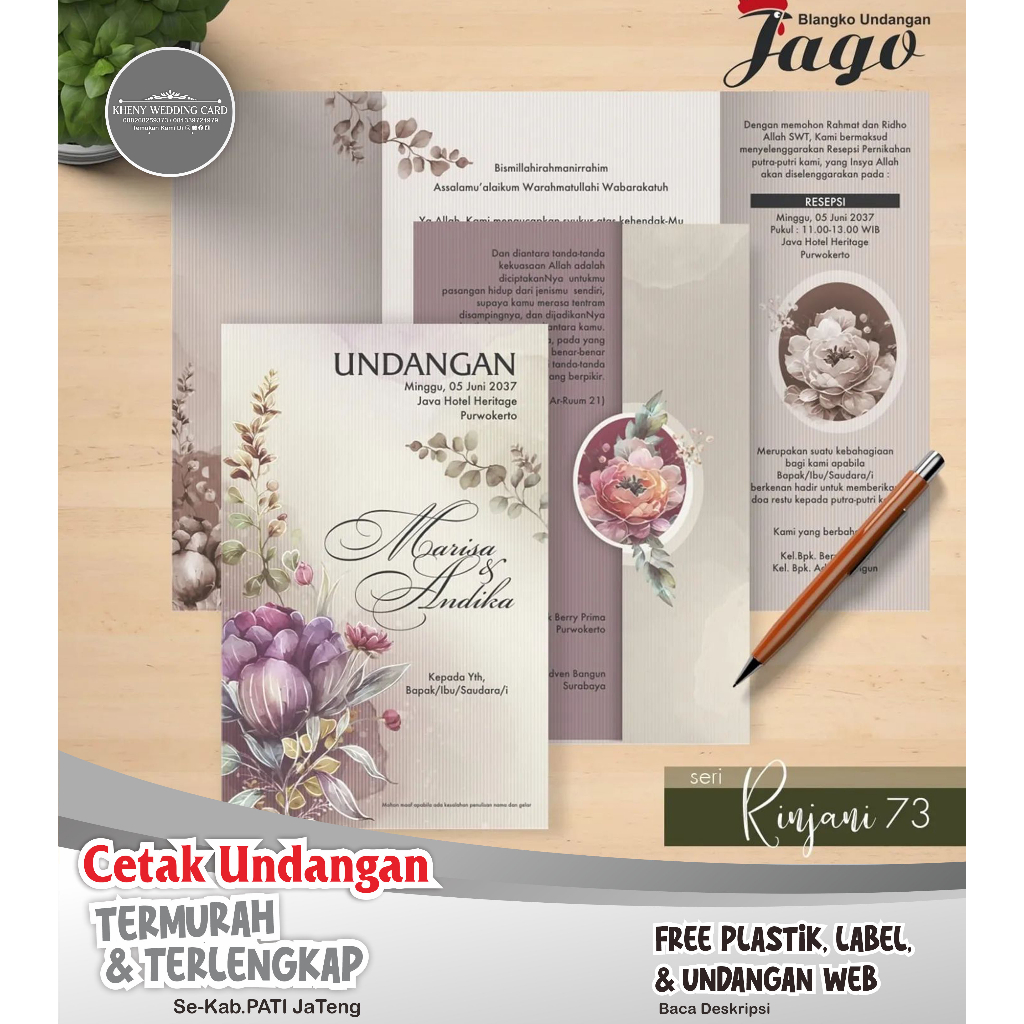 Jual undangan pernikahan lipat 3 super murah banget model kekinian ...