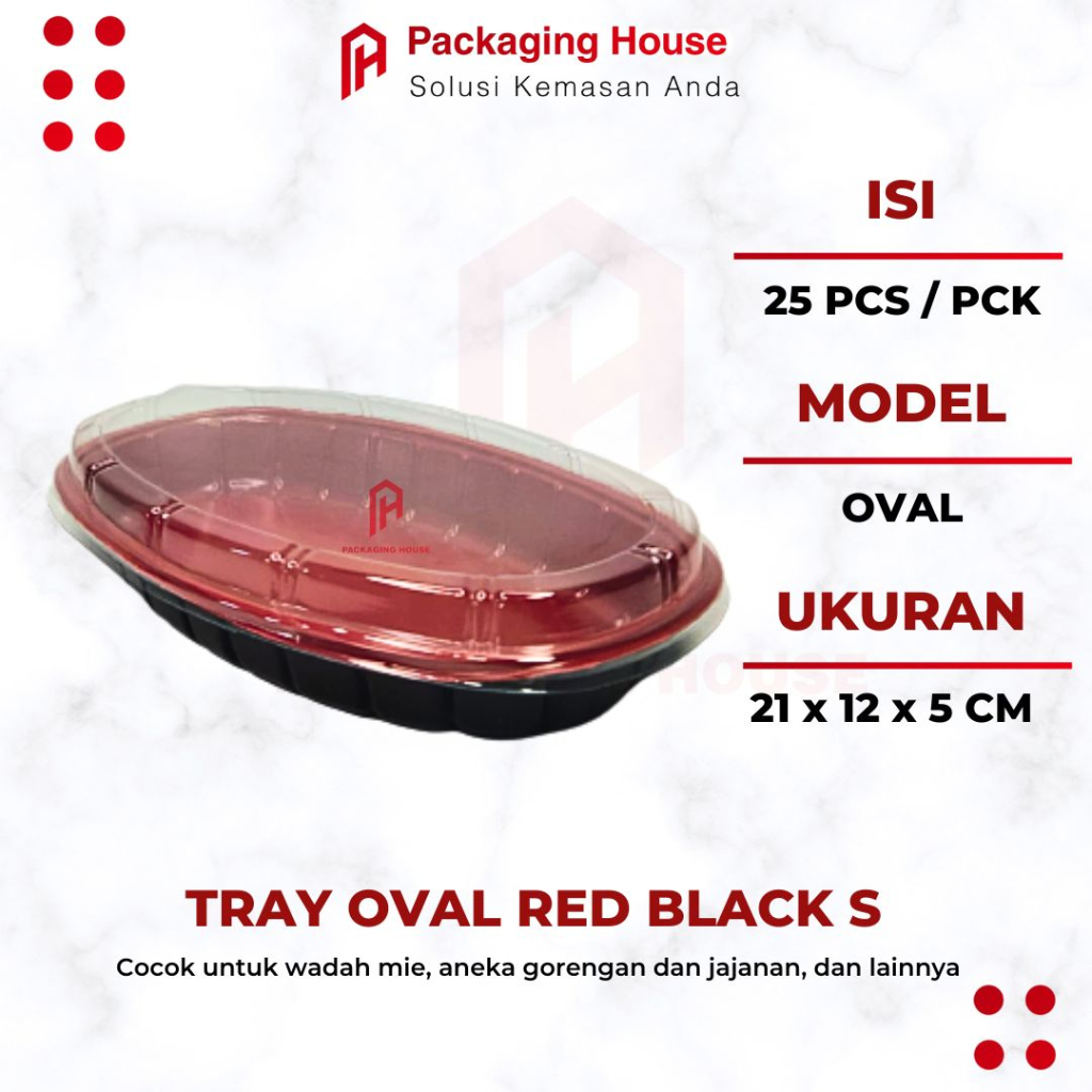 Jual [ 25 Pcs ] Tray Spaghetti Mika Oval Box makanan Warna Hitam Merah ...