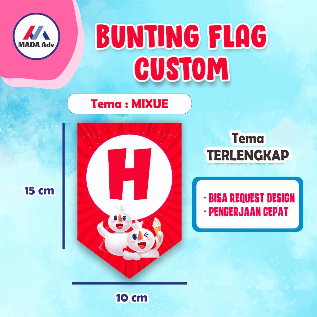Jual Custom Bunting flag MINIM ORDER 15 HURUF bunting flag happy ...